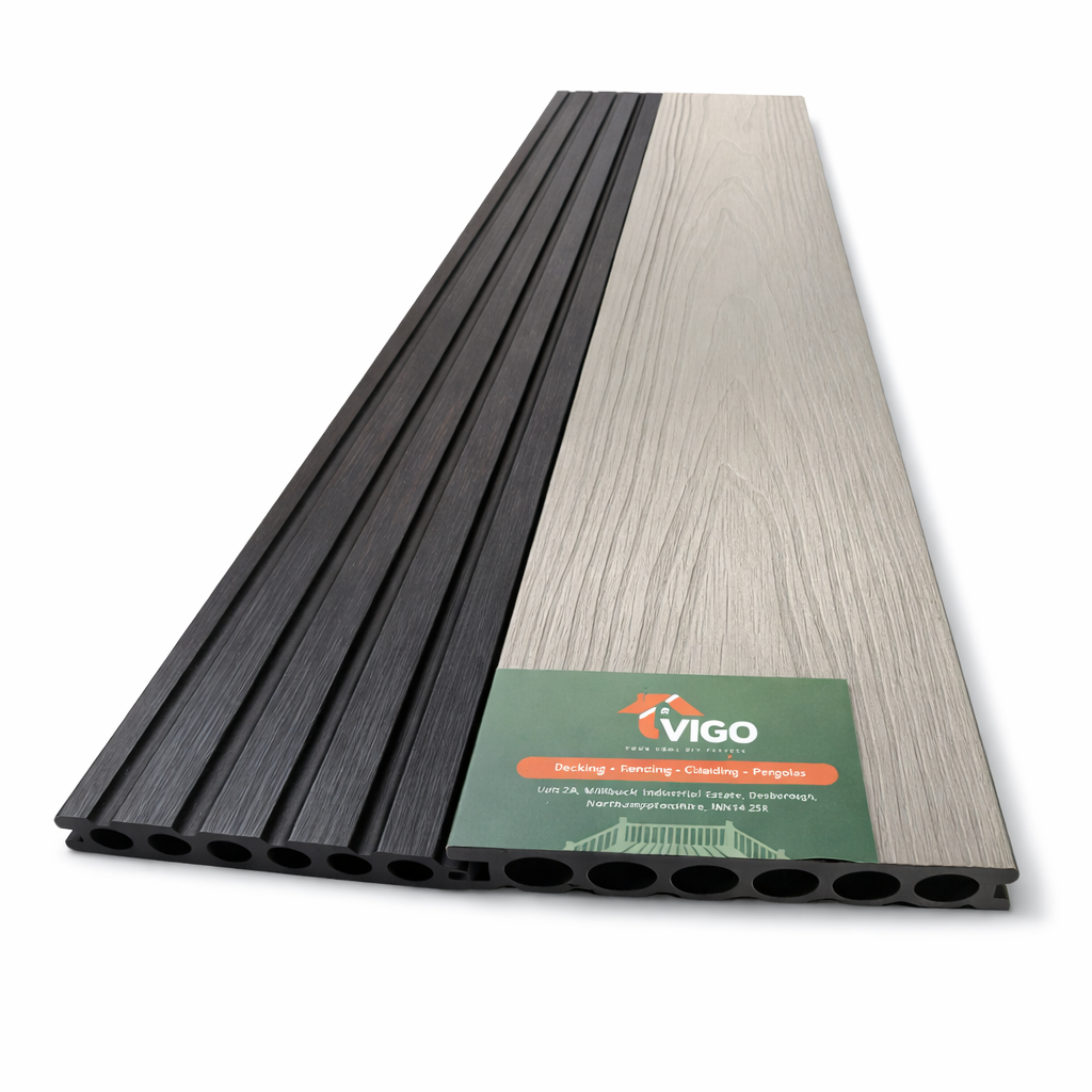 WPC Composite Decking Board 140mm x 23mm x 2.95m – Ancient Wood | Vigo Home – Vigo Home Ltd